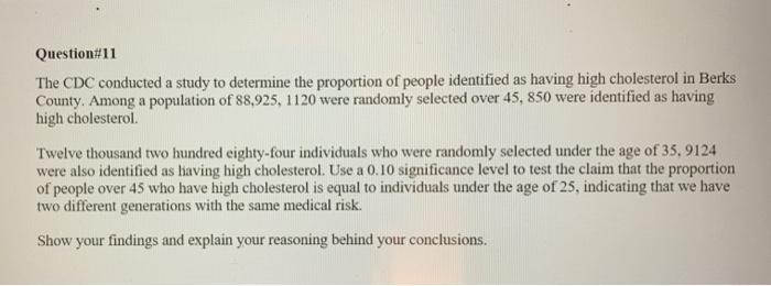Solved The CDC conducted a study to determine the proportion | Chegg.com
