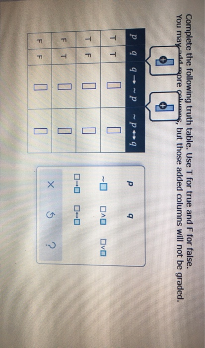 Solved Complete the following truth table. Use T for true | Chegg.com