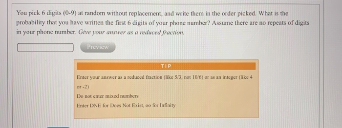 Solved You pick 6 digits (0-9) at random without | Chegg.com