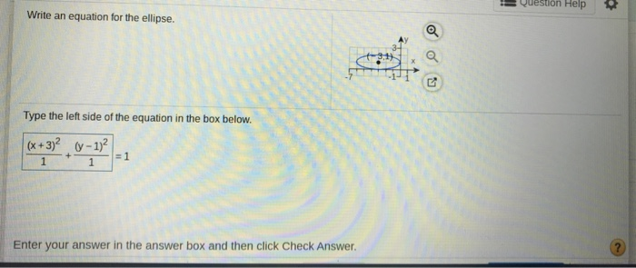 Solved Question Help Write an equation for the ellipse. Type | Chegg.com