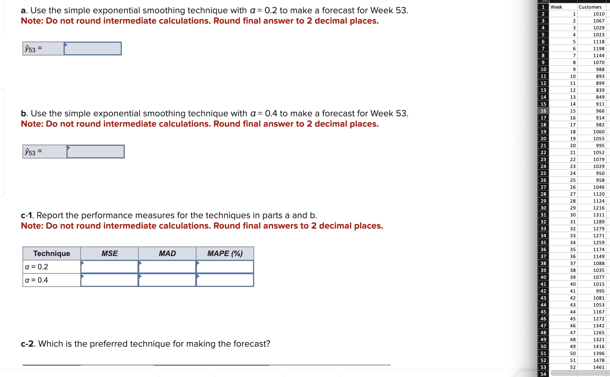 Solved a. ﻿Use the simple exponential smoothing technique | Chegg.com