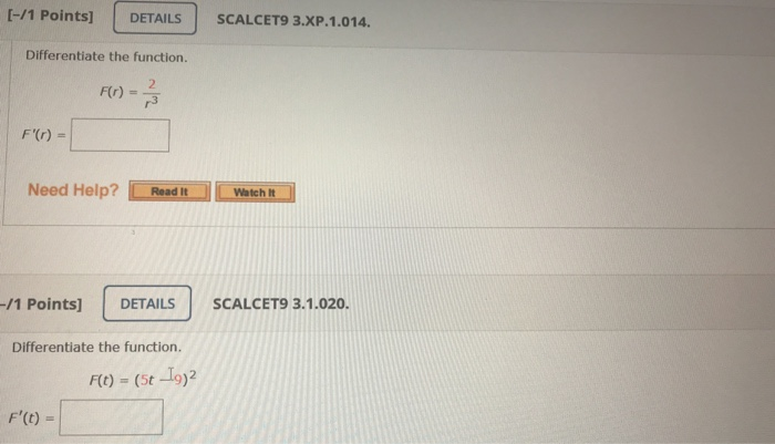 Solved [-/1 Points] DETAILS SCALCET9 3.XP. 1.014. | Chegg.com