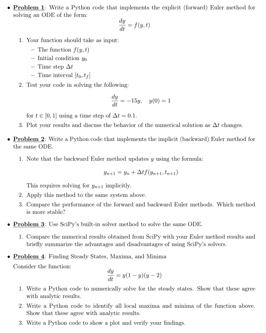 Problem 1: Write a Python code that implements the | Chegg.com