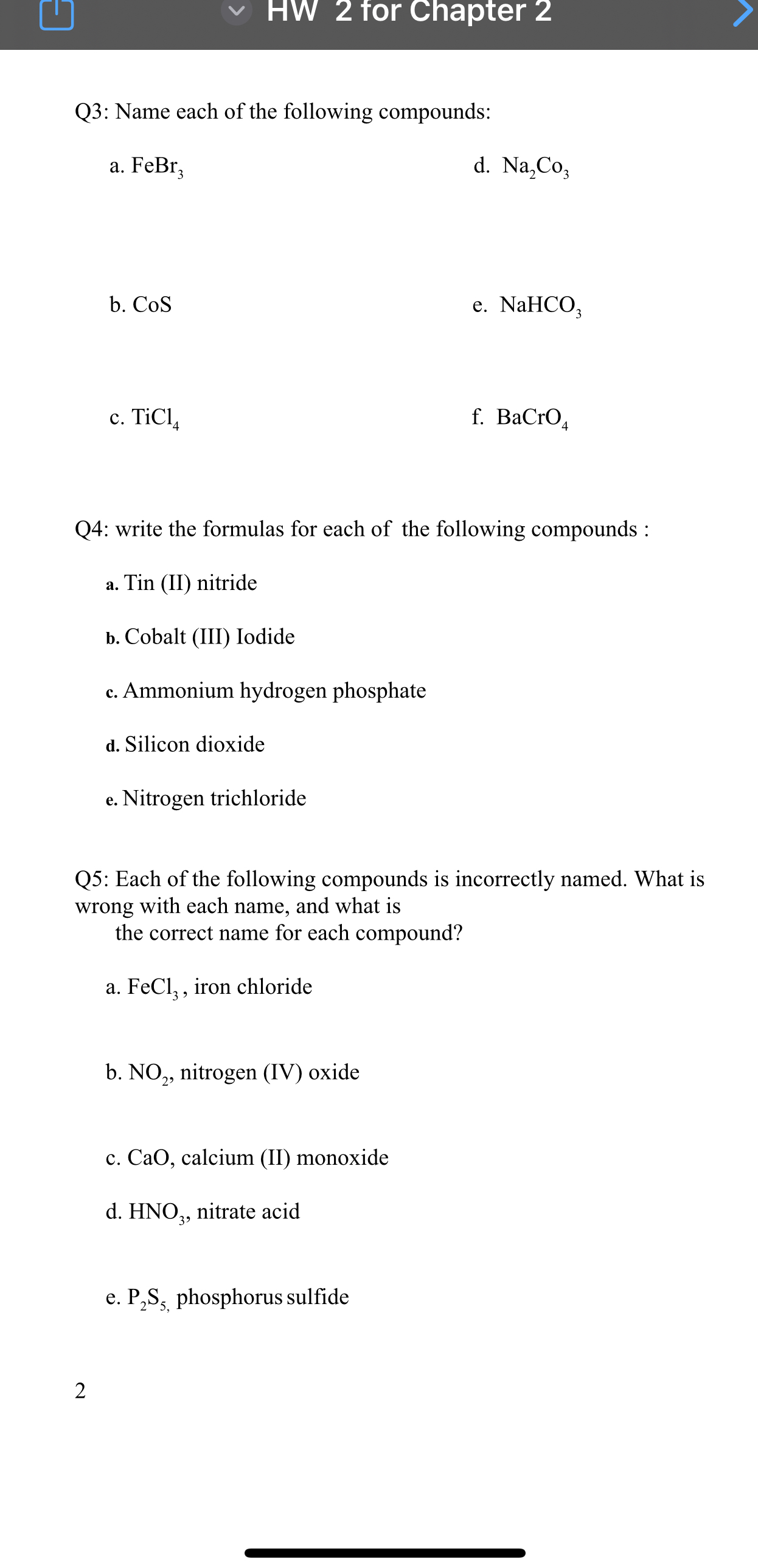 Solved Q3: Name each of the following | Chegg.com