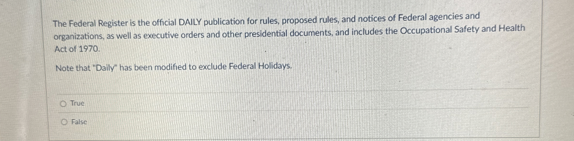 Solved The Federal Register is the official DAILY | Chegg.com