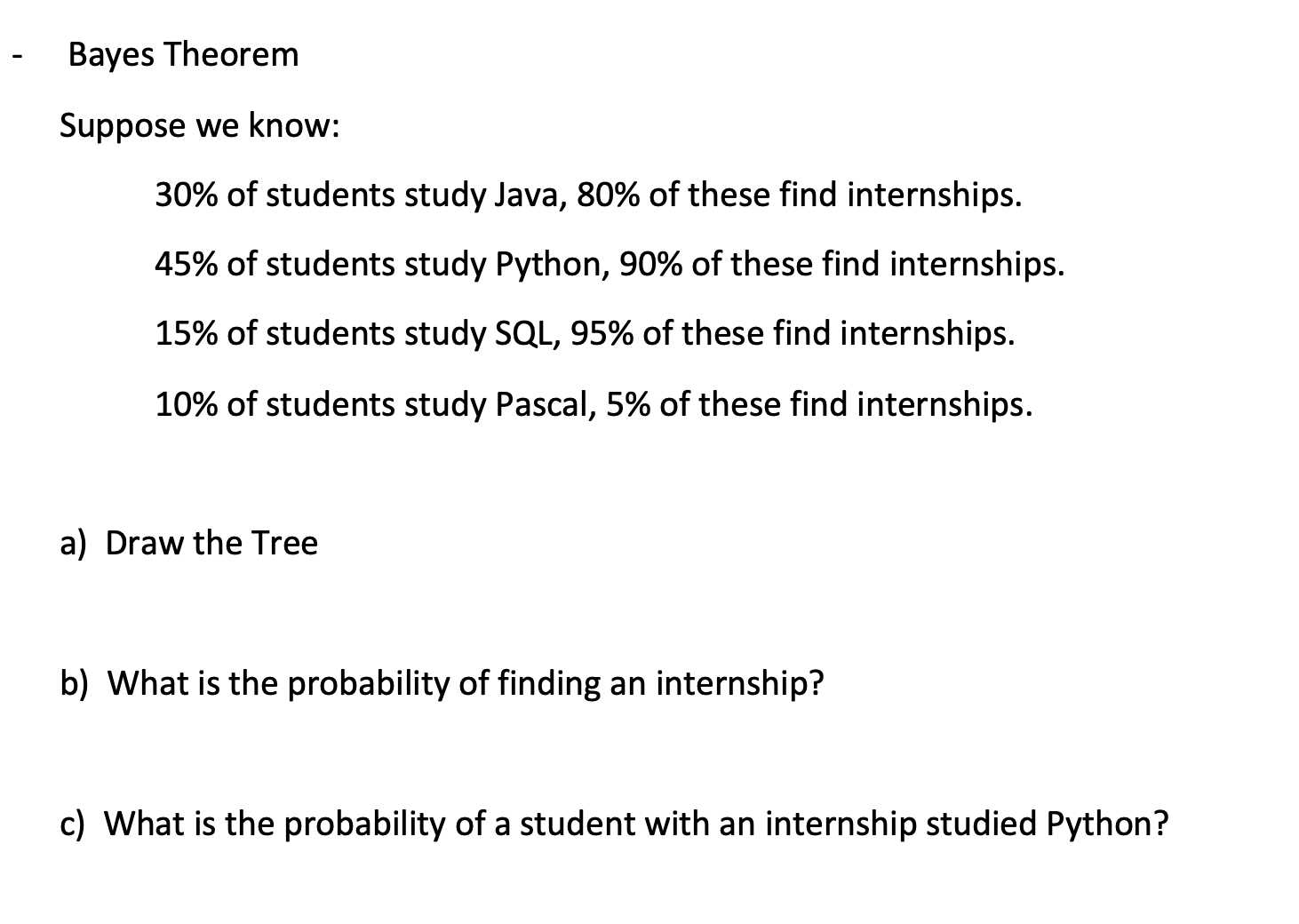 Bayes TheoremSuppose we know:30% ﻿of students study | Chegg.com
