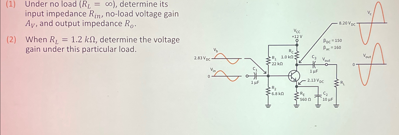 Solved (1) ﻿Under no load )=(∞, ﻿determine its input | Chegg.com