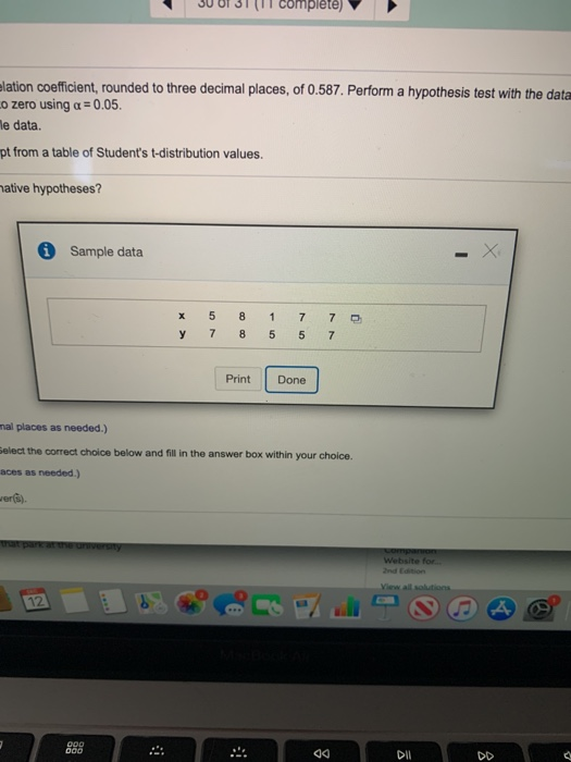 Solved The accompanying data have a correlation coefficient, | Chegg.com