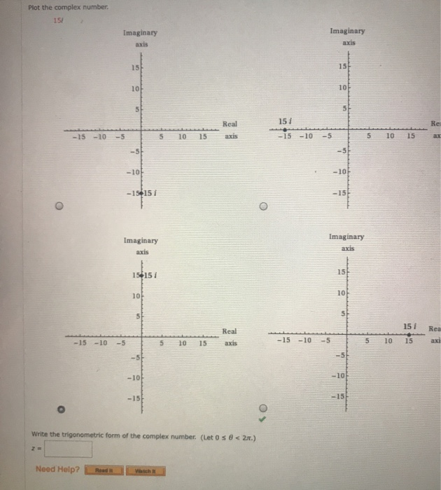 Solved Plot the complex number Imaginary Imaginary 15 10 5 5 | Chegg.com