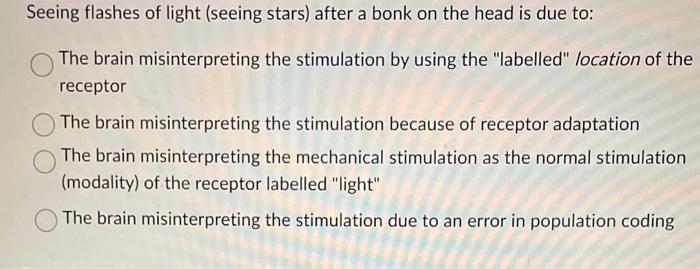 Solved Seeing flashes of light (seeing stars) after a bonk | Chegg.com