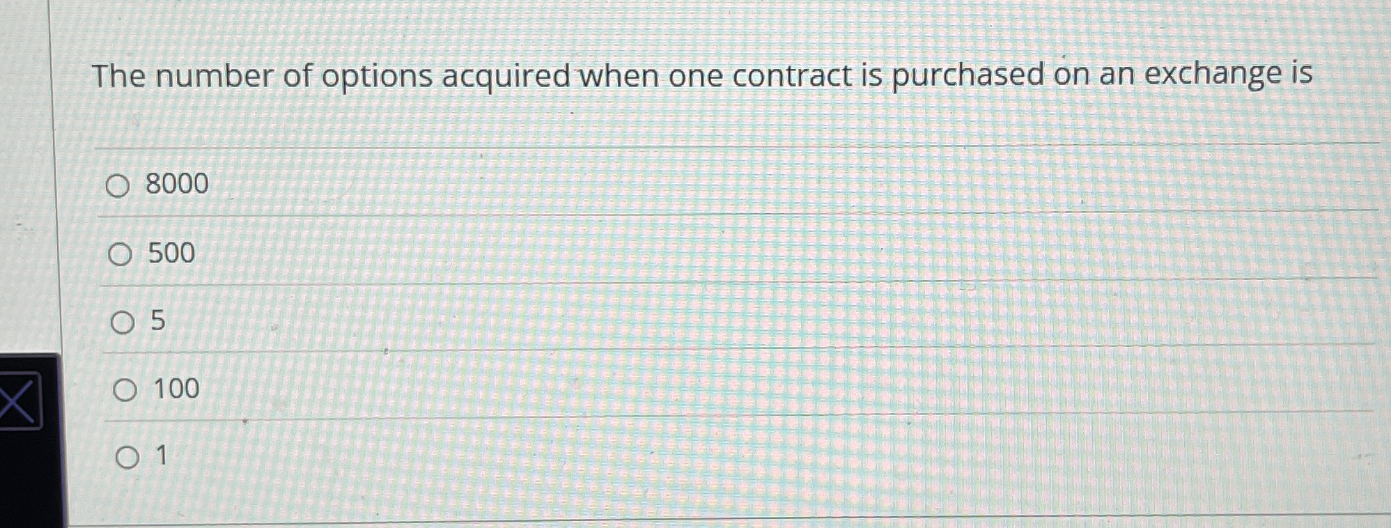 Solved The number of options acquired when one contract is | Chegg.com