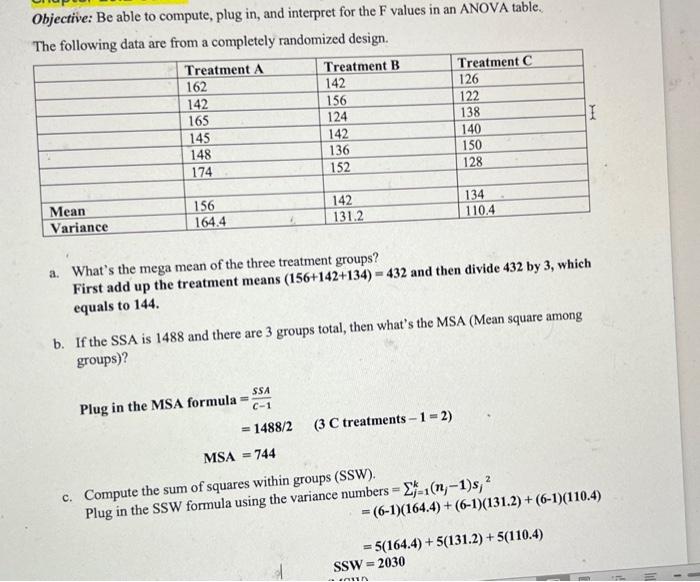 Solved Objective: Be able to compute, plug in, and interpret | Chegg.com
