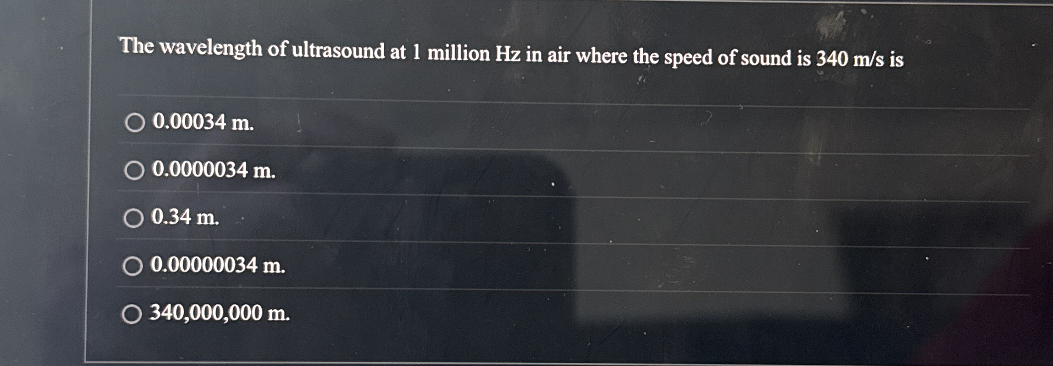 Solved The wavelength of ultrasound at 1 ﻿million Hz in air | Chegg.com