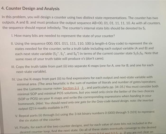 4. Counter Design and Analysis In this problem, you | Chegg.com