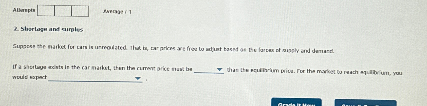 Solved AttemptsAverage / 12. ﻿Shortage and surplusSuppose | Chegg.com
