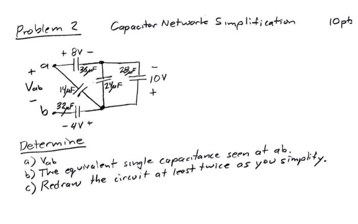 Solved Problem 2 Capacitor Networle Simplification 10 | Chegg.com