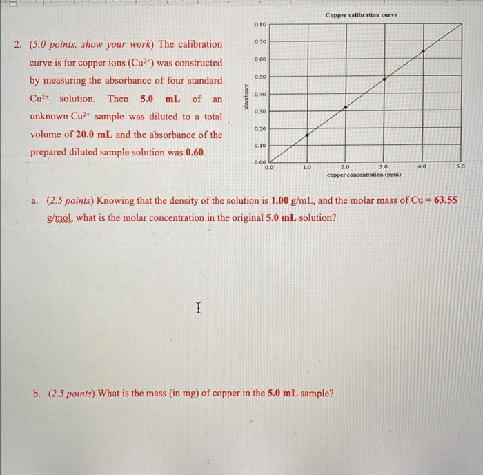 Solved 2. (5.0 points, show your work) The calibration curve | Chegg.com
