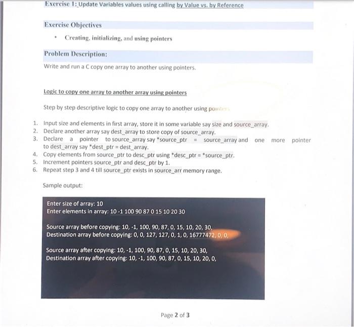Solved Exercise 1 Update Variables Values Using Calling By