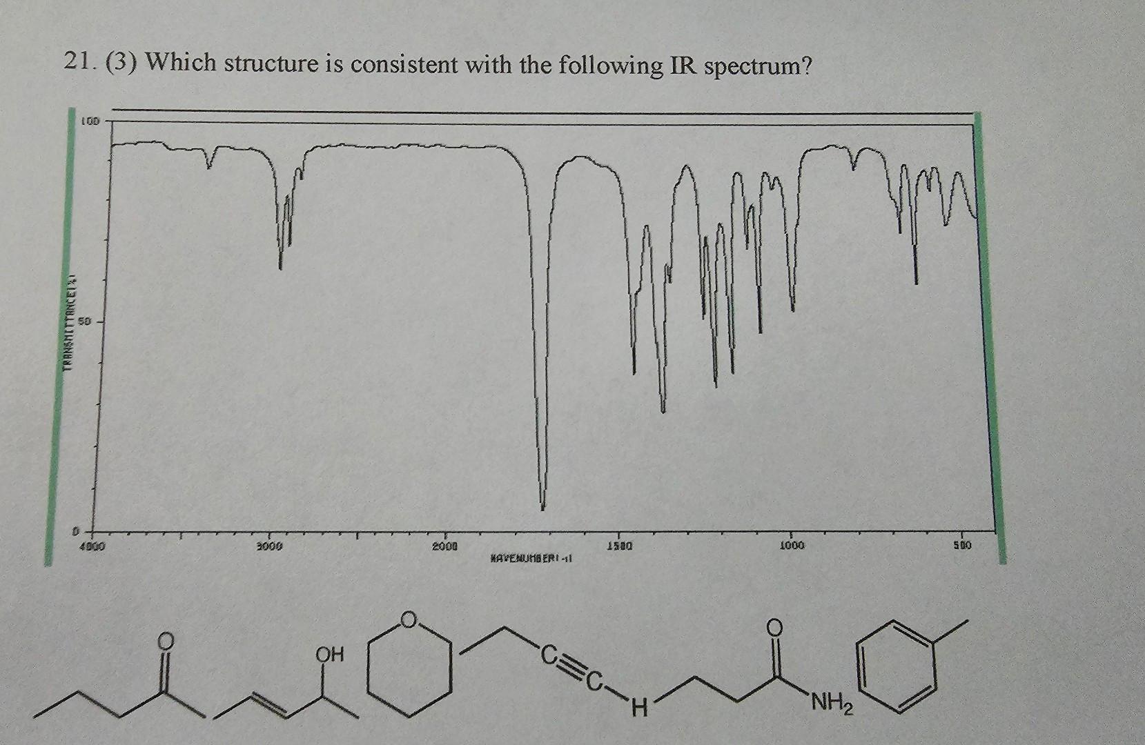Solved 21. (3) Which structure is consistent with the | Chegg.com