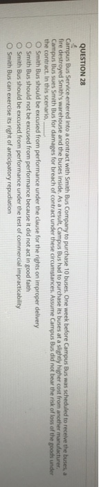 Solved QUESTION 28 Campus Bus Service entered into a | Chegg.com