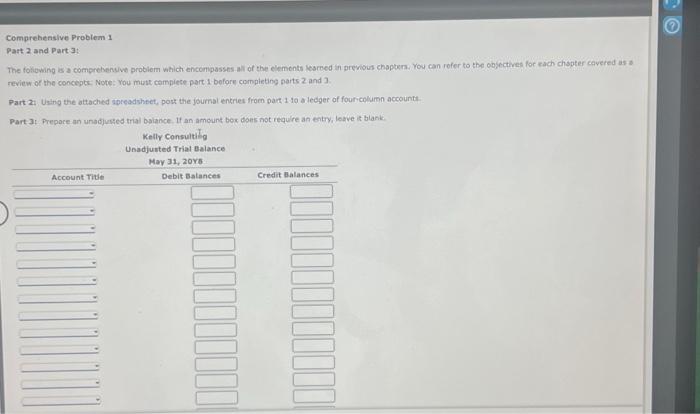 Comprehensive Problem 1 Part 2 and Part 3 : The | Chegg.com