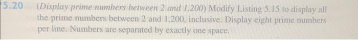Solved (Display prime numbers between 2 and 1,200 ) Modify | Chegg.com