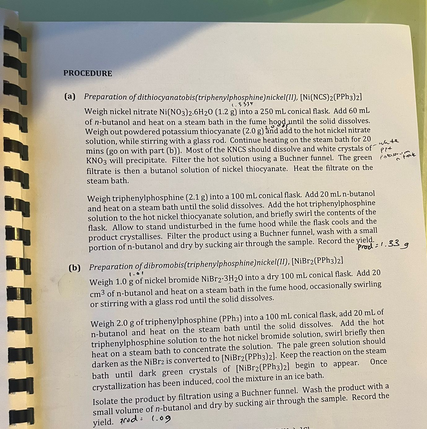 Solved PROCEDURE(a) ﻿Preparation of | Chegg.com