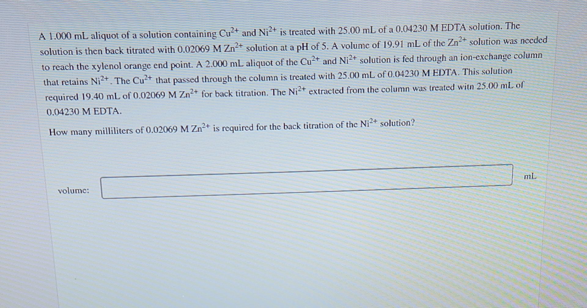 Solved A 1.000 mL aliquot of a solution containing C++ and | Chegg.com