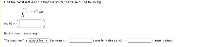 Solved Find the constants a and b that maximize the value of | Chegg.com