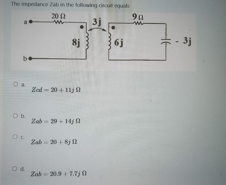 Solved The impedance Zab in the following circuit | Chegg.com