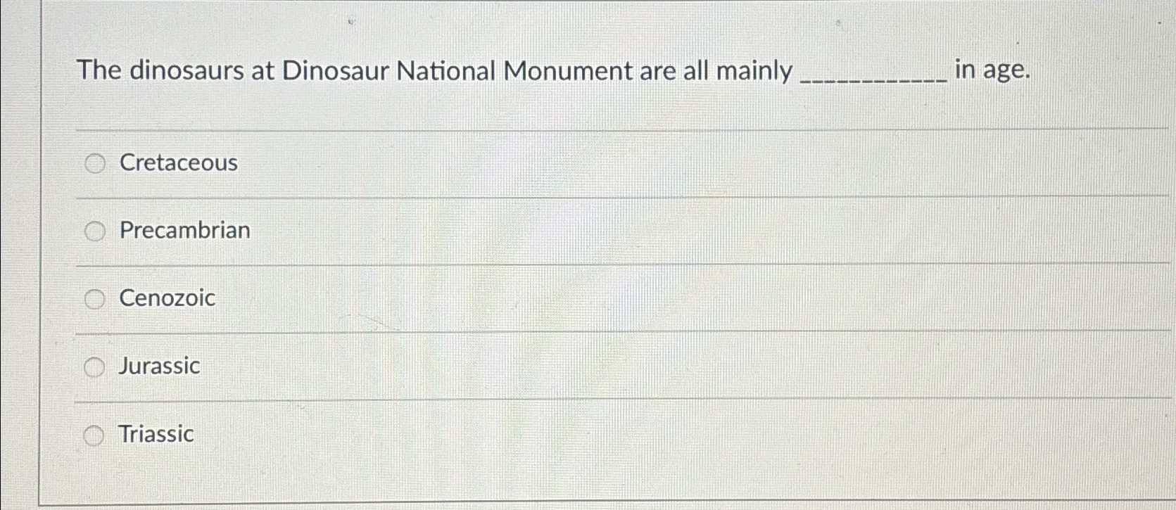 Solved The dinosaurs at Dinosaur National Monument are all | Chegg.com
