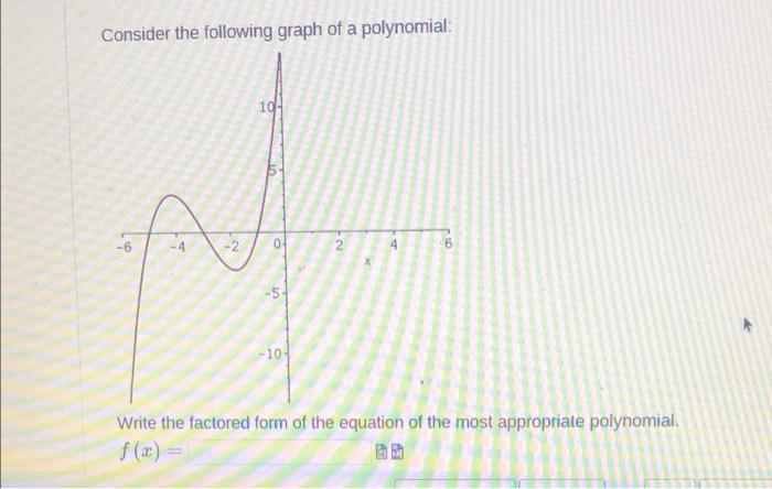 Solved Consider the following graph of a polynomial: Write | Chegg.com