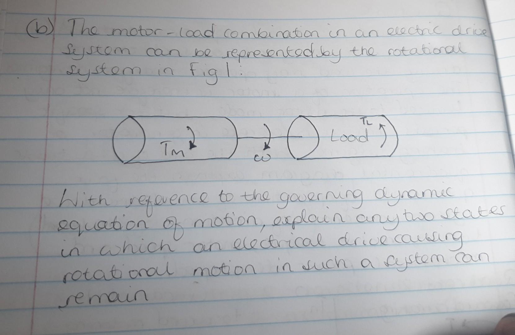 Solved The motor Load combination system in an electric | Chegg.com