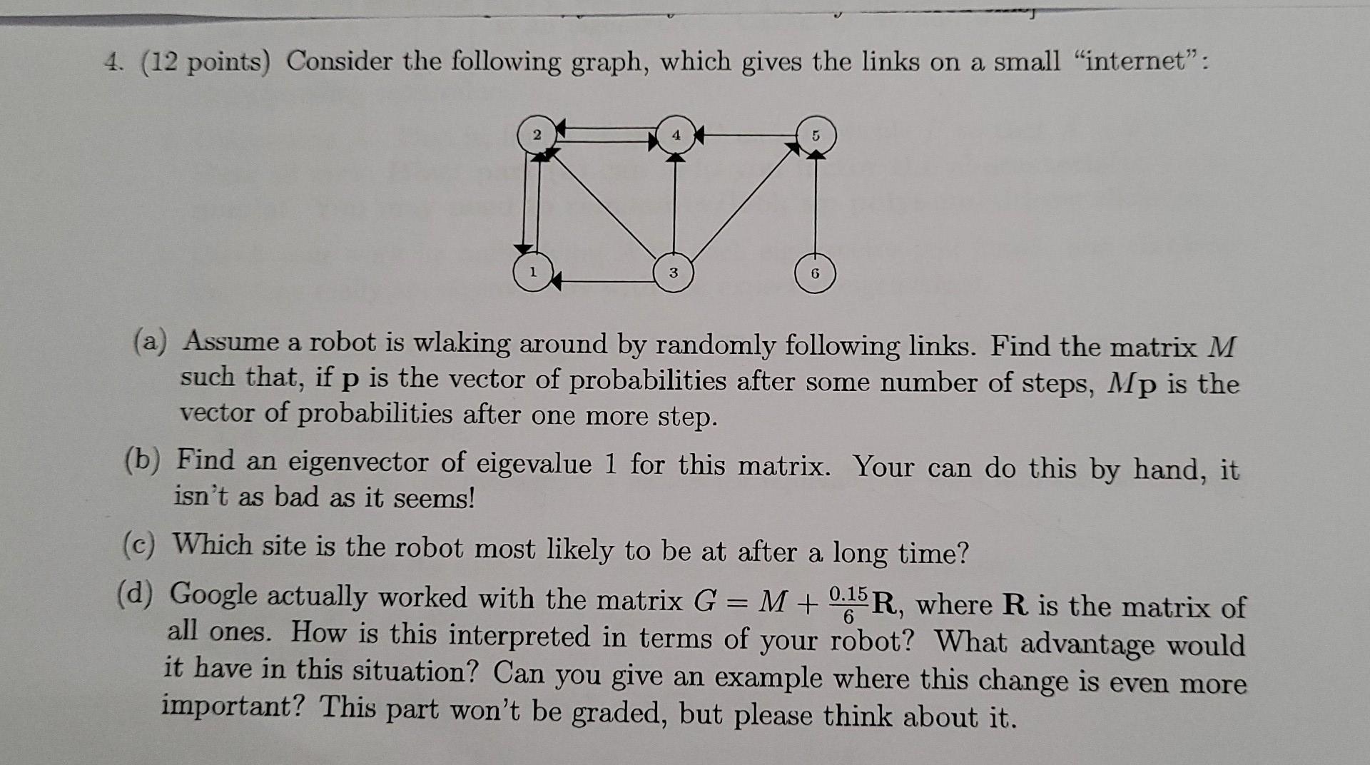 4. (12 points) Consider the following graph, which | Chegg.com