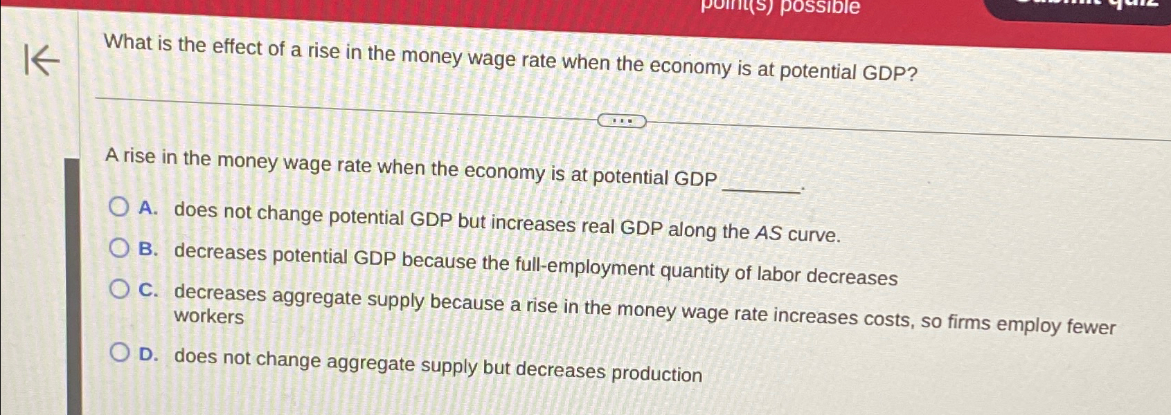 Solved What is the effect of a rise in the money wage rate | Chegg.com