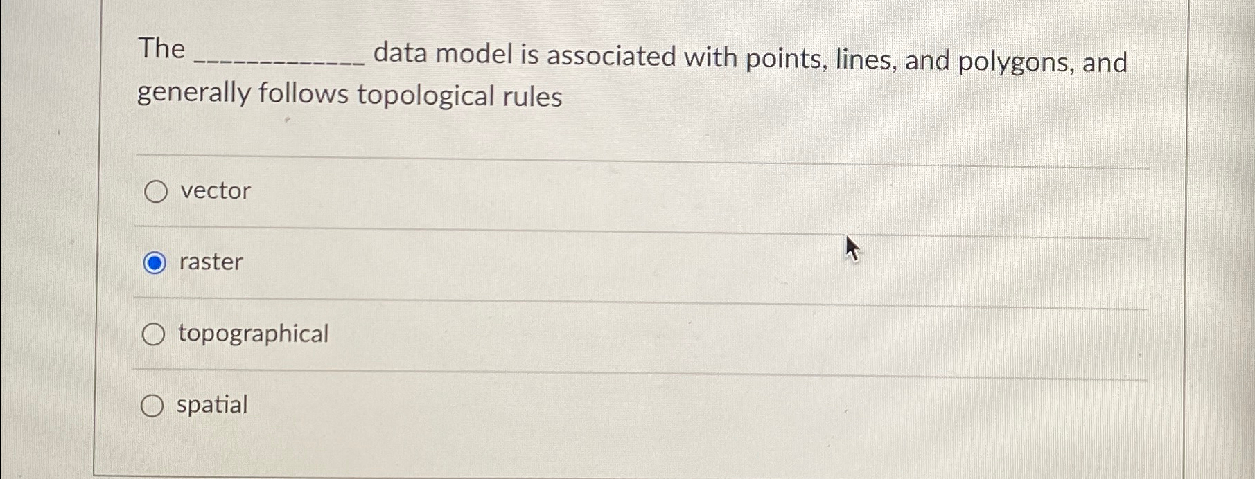 Solved The ﻿data model is associated with points, lines, | Chegg.com