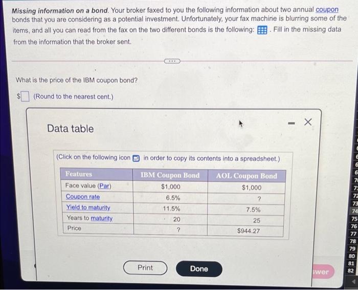 Solved Find the price of the IBM coupon bond and the coupom | Chegg.com