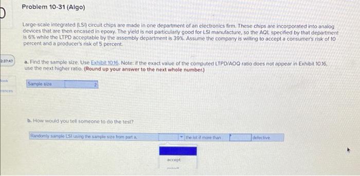 Solved Problem 10-31 (Algo) Large-scale integrated (LSI) | Chegg.com