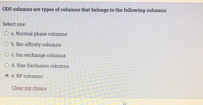 Solved ODS columns are types of columns that belongs to the | Chegg.com
