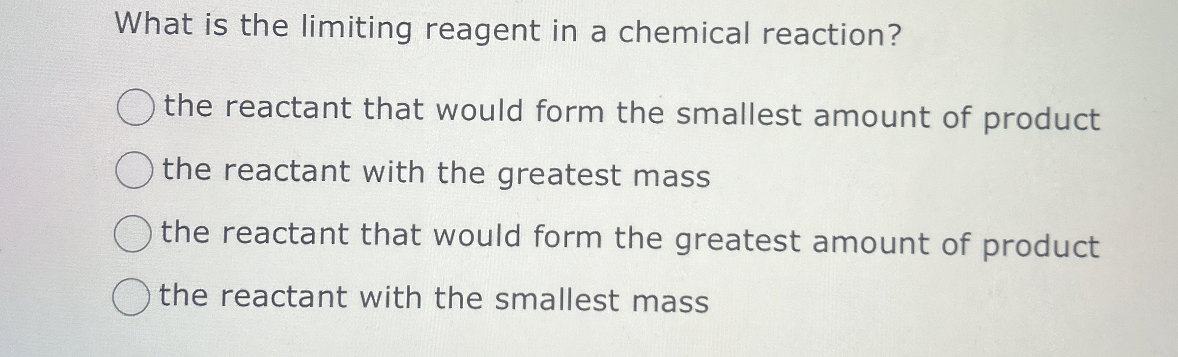 Solved What is the limiting reagent in a chemical | Chegg.com