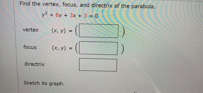 Solved Find the vertex, focus, and directrix of the | Chegg.com