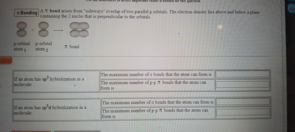 Solved Bonding AT bond arises from "sideways" overlap of two | Chegg.com