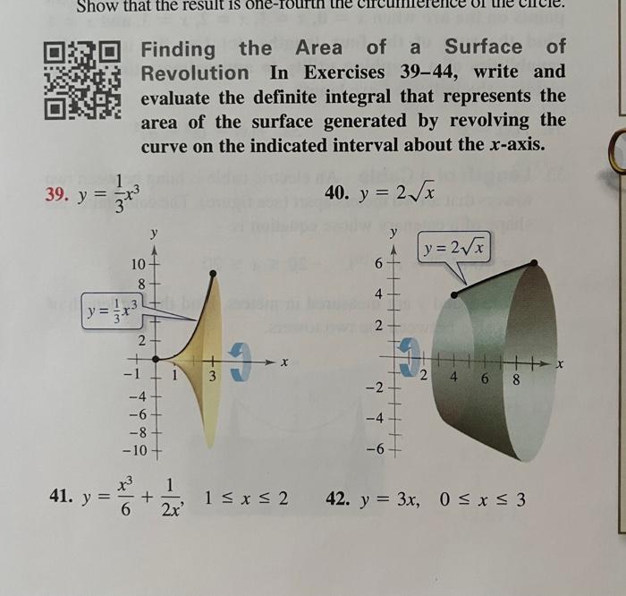 Solved Finding the Area of a Surface of Revolution In | Chegg.com