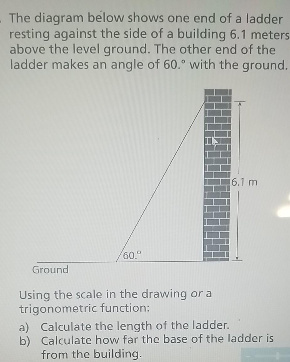 Solved The diagram below shows one end of a ladder resting | Chegg.com