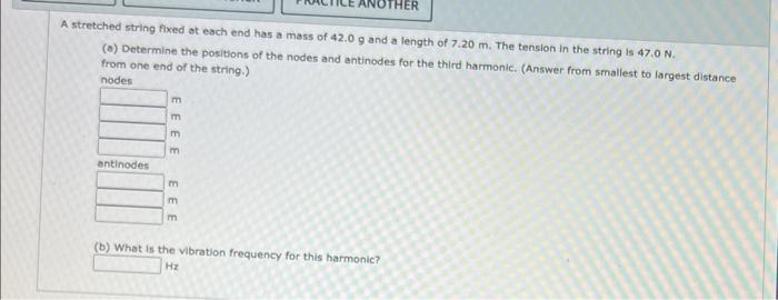 Solved A stretched string fixed ot each end has a mass of | Chegg.com