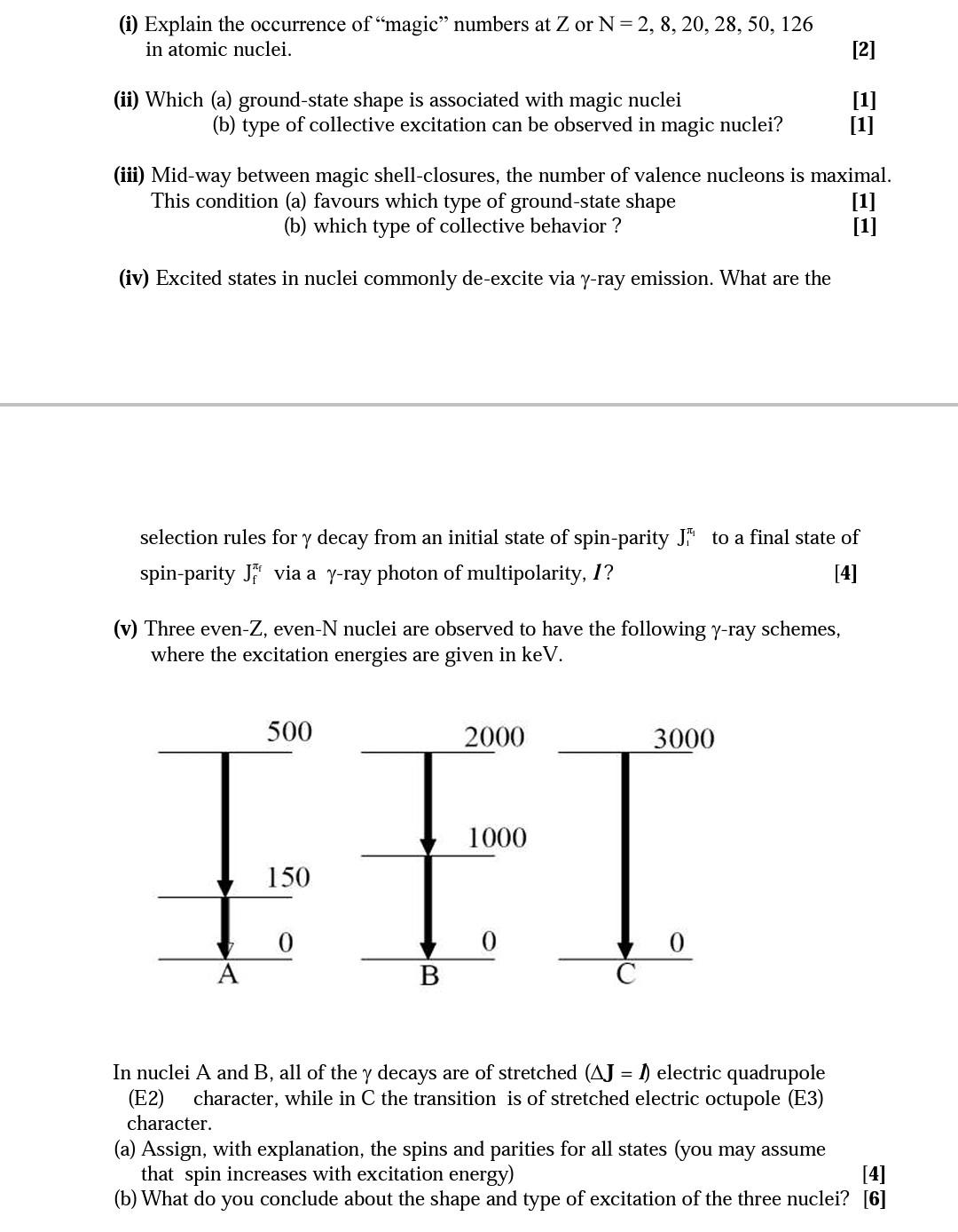 Solved (i) Explain the occurrence of “magic” numbers at Z or | Chegg.com