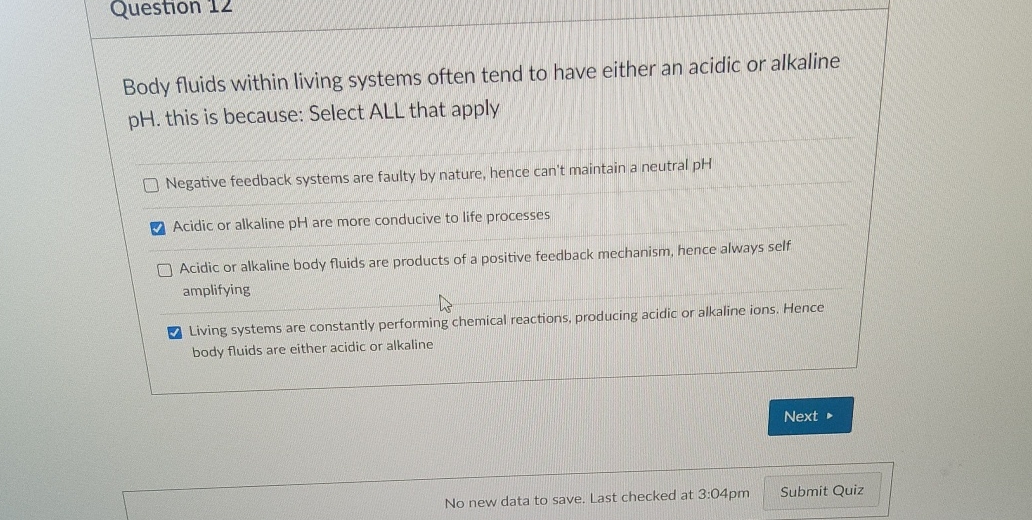 Solved Question 12Body fluids within living systems often | Chegg.com