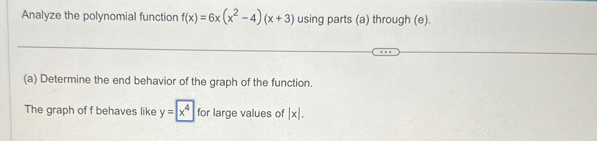 Solved Analyze the polynomial function f(x)=6x(x2-4)(x+3) | Chegg.com