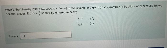 Solved What's the 12-entry (first row, second column) of the | Chegg.com