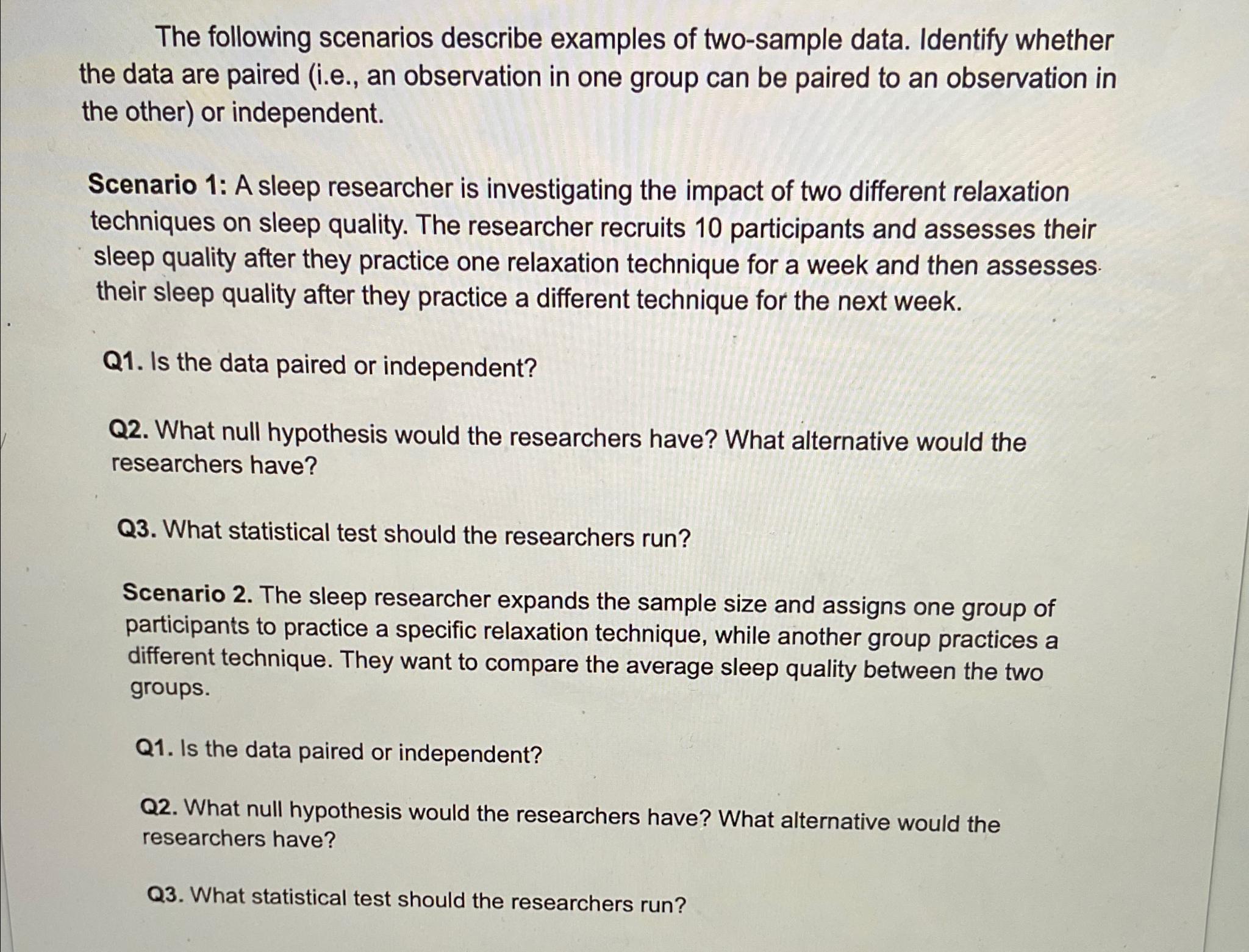 Solved The following scenarios describe examples of | Chegg.com